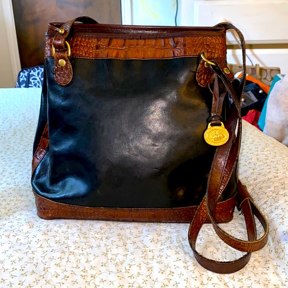 Brahmin | Bags | Vintage Brahmin Black Brown Croc Leather Bucket ...